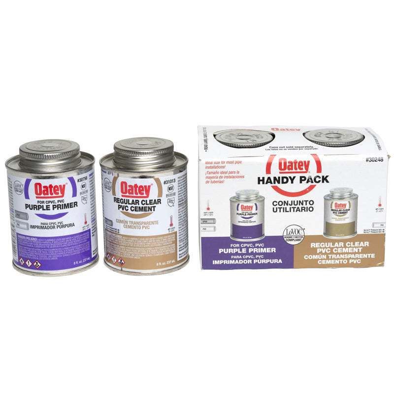 Oatey® 8 oz. PVC Clear Cement and Purple Primer Handy Pack ...