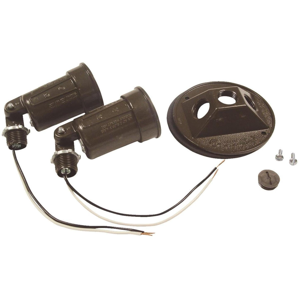 Bell 150W Aluminum Round Double Bronze Weatherproof Outdoor Lampholder ...